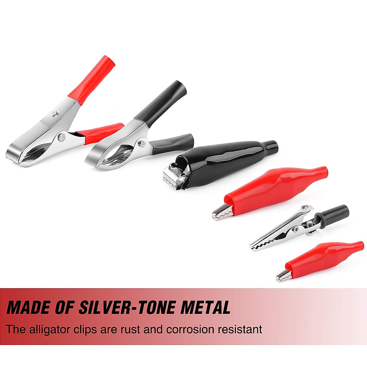 Nilight - 50052R 60Pcs Metal Alligator Clip Clamp Assortment Test Lead Electrical Battery Clamp Connector Alligator Connector Electrical Assortment Charging Clip