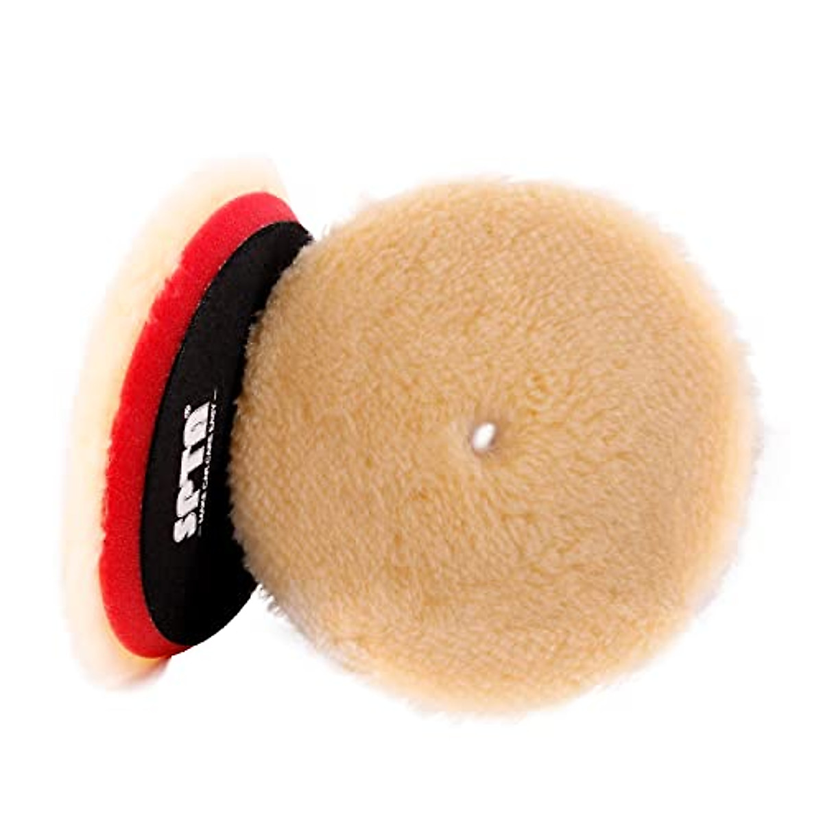Wool Polishing Pads, SPTA 2Pcs 5 Inch (125mm) Wool Cutting Pad, Yellow Wool Buffing and Polishing Pad Set, Wool Buffing Wheel for Medium Cut for 5Inch Car Polisher Polishing, Buffing and Cutting