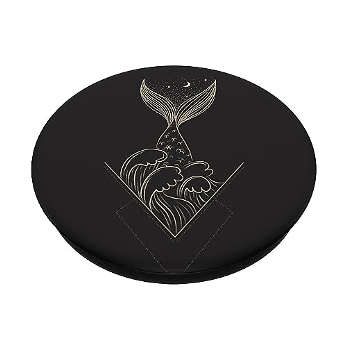 Mystic Mermaid Waves Sea Stars Moon Black PopSockets Standard PopGrip