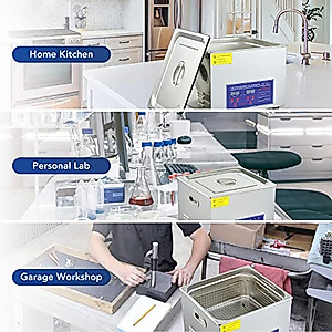 CREWORKS Ultrasonic Cleaner with Digital Timer and Heater, 15L Ultrasonic Cavitation Machine, 350W 304 Stainless Steel Professional Sonic Cleaning Machine for Jewelry Circuit Boards Auto Parts More