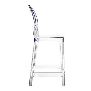 2xhome - Set of 2 25" Seat Height Barstool Modern Ghost Chair Ghost Stool Black Side Bar Stool Counter Stool Accent Stool No Arms (Clear)