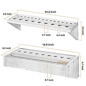 ETELI Screwdriver Organizer Rack Wood Wall Mounted Pliers Hammers Storage Holder 2 Pack Impact Tool Storage Shelf for Screwdriver Pliers Hammers Home Workshop, Grey White (Tools NOT Include)