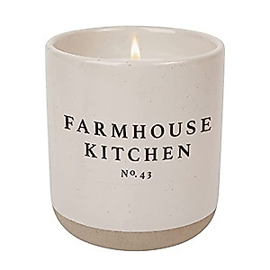 Sweet Water Decor Farmhouse Soy Candle | Apple, Cinnamon, Orange, Bourbon, and Nutmeg Scented Candles for Home | 12oz Cream Stoneware Jar, 60+ Hour Burn Time, Made in the USA
