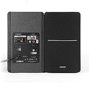 Edifier R1280DB Powered Bluetooth Bookshelf Speakers - Optical Input - Wireless Studio Monitors - 4 Inch Near Field Speaker - 42W RMS - Wood Grain (Black)
