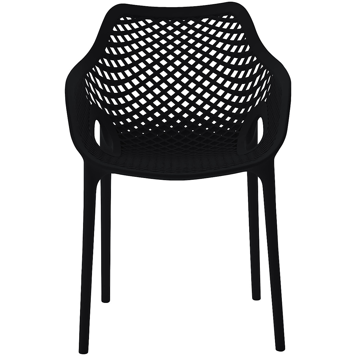 Meridian Furniture 329Black Modern | Contemporary Patio Dining Chair with Polypropylene Plastic, Weather Resisting for Indoor or Outdoor Use, Set of 4, 22.5" W x 24.5" D x 31.5" H, Black