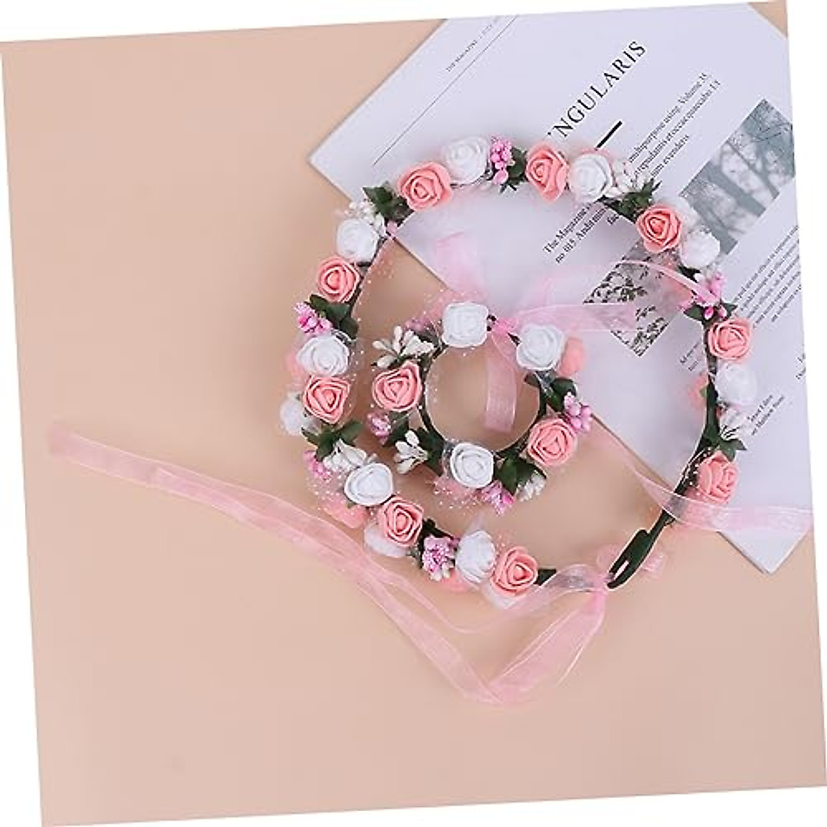 Abaodam 2pcs Floral Headband Hair Jewelry for Wedding Bridal Tiara Corsage Bracelet Corsage Wristlet Floral Headdress Wreath Hairband Hair Accessories Headgear Wristband Bride The Flowers