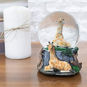 Elanze Designs Giraffe Friend Couple 100MM Musical Snow Globe Plays Tune Born Free