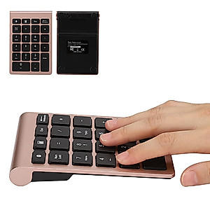 Jopwkuin Bluetooth Number Pad, 22 Keys Number Keypad with Shortcut Key, 10Keys Portable Financial Accounting Number Pad, Bluetooth 5.0 Numeric Keyboard for Laptop, PC, Desktop, Pad(Rose