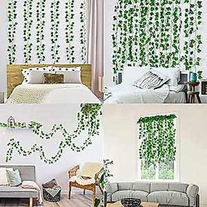 Artflower Fake Vines for Bedroom, 8 Pcs 56Ft Fake Ivy Vines Greenery Garland Artificial Ivy Leaves Fake Hanging Plants for Office Garden Wedding Wall Room Decor