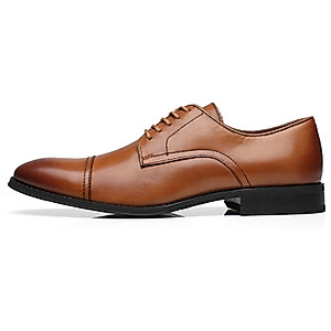 La Milano Mens Leather Updated Classic Cap Toe Oxfords Lace Dress Shoes