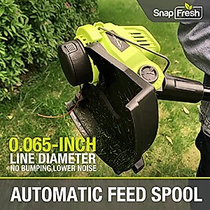 SnapFresh Battery Operated Lawn Trimmer, 20V Line String Trimmer with 13 ft 0.065” Trimmer Line Replacement Spools, 2.0Ah Battery, Fast Charger (Cordless String Trimmer)