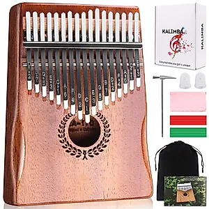 HONHAND Kalimba 17 Keys Thumb Piano, Easy to Learn Portable Musical Instrument Gifts for Kids Adult Beginners with Tuning Hammer and Study Instruction. Known as Mbira, Wood Finger Piano