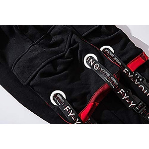 Hello MrLin Men's Jogger Pants Punk Cargo Baggy Techwear Hip Hop Harem Pants Streetwear Tactical Track Pants Black