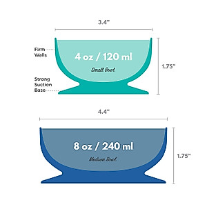 ChooMee Silicone Suction Bowls | Extra Strong Suction with Firm Bowl | Ideal for Infant and Toddler Baby Led Feeding | Medium + Small 2 CT