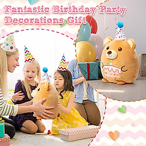Leyndo 16 Inch Birthday Stuffed Animals Cute Bear Plush Throw Pillow Birthday Plush Gift Soft Bear Pillow Plushie for Kids Adults Birthday Party Favor Gift Sofa Bedroom Decorations