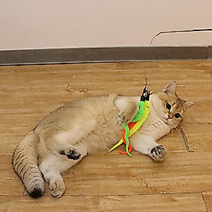 LASOCUHOO Cat Worm Toys, (15 Packs) Interactive Cat Wand Replacement, Cat Wand Refill Attachments for Most Cats Kittens