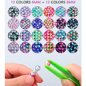 HINSOCHA Bead Bracelet Kit - 1020 Pcs Gradient Colorful Beads Bulk (6mm+8mm) for Bracelet Making, DIY Crafts