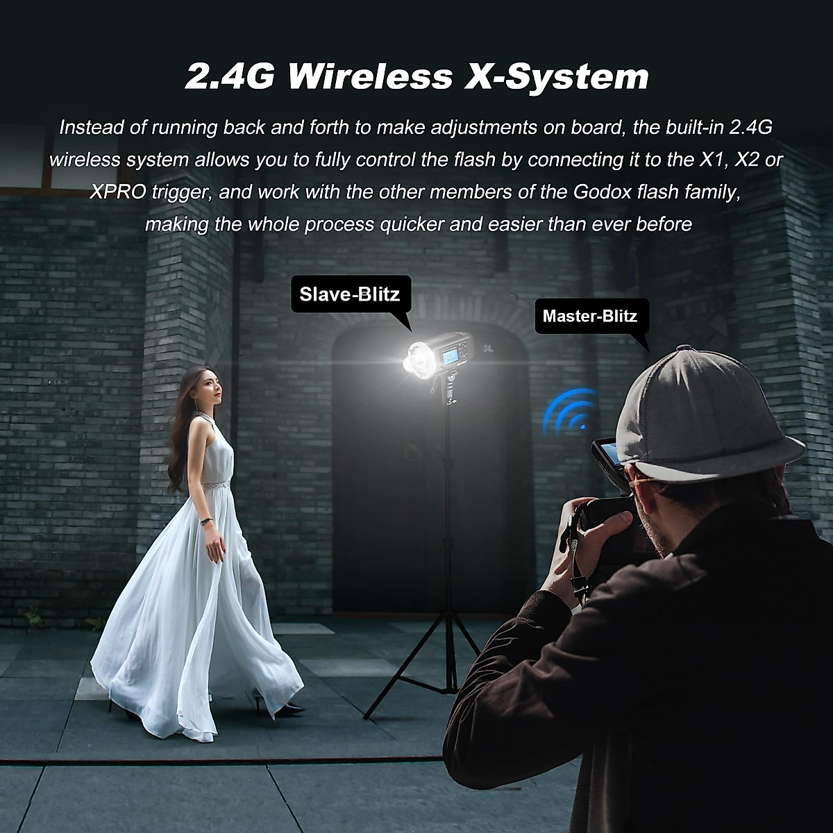 Godox AD600BM Bowens Mount 600Ws GN87 High Speed Sync Outdoor Studio Flash Strobe Monolight Light with 2.4G Wireless X System & 8700mAh Battery with 15x17cm Softbox & Filter & USB LED