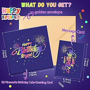 Lupow Pop up Birthday Cards,Musical Happy Birthday Card with Light Up Fireworks,Funny Birthday Gift Card for Women Men Husband Mom Kids Friend Grandpa and Grandma