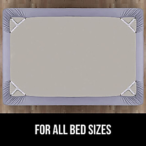 Gorilla Grip Large Clothes Storage Bag Organizer 3 Pack and Nonslip Bed Sheet Straps 4 Pack, Storage Bag Size 90L in Gray, Reinforced Handles, Sheet Straps in White, Easy Install, 2 Item Bundle