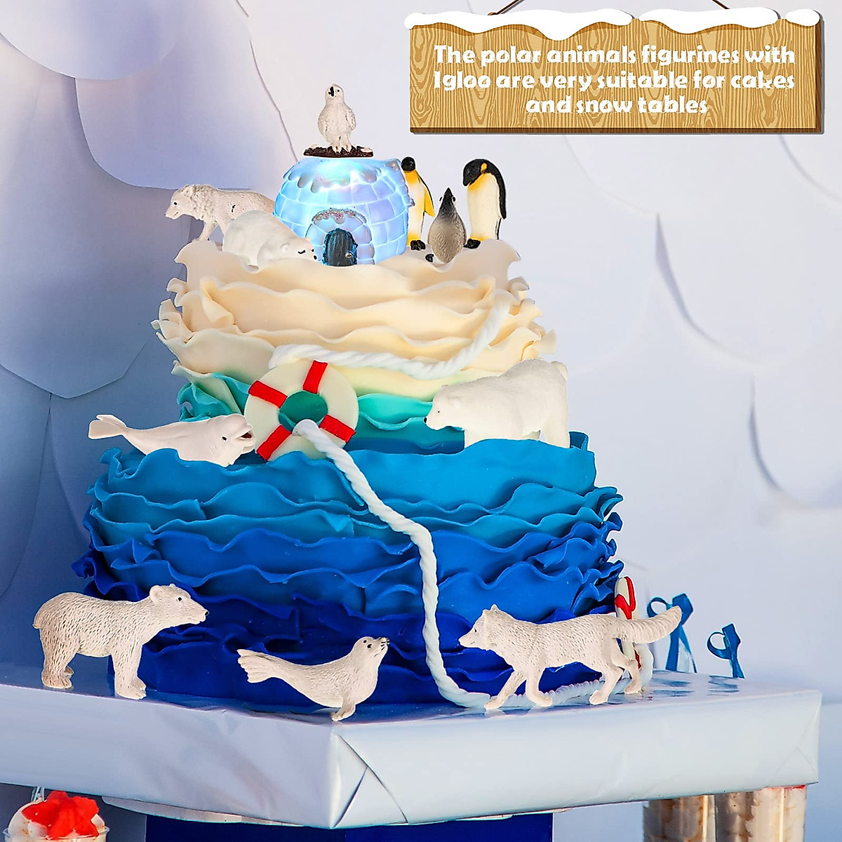 Harrycle 12 Pcs Polar Animals Figurines with Igloo - Realistic Arctic Miniature Figures Playset for Birthday, Baby Shower & Christmas Decorations