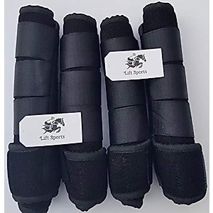 Lift Sports Horse Medicine Brushing Boots Leg Wraps Protection Gear Equine Set of 2 and 4 Black Red Purple Orange Pink Blue (Full, Purple (Set of 4))