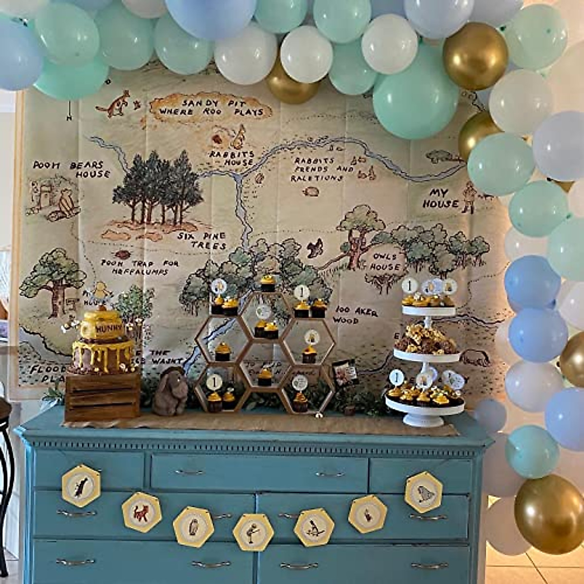 100 Acre Woods Bear Backdrop Baby Shower 7x5 Bear Background Happy Birthday Bear Home Map Backdrops for Kids One Year Old