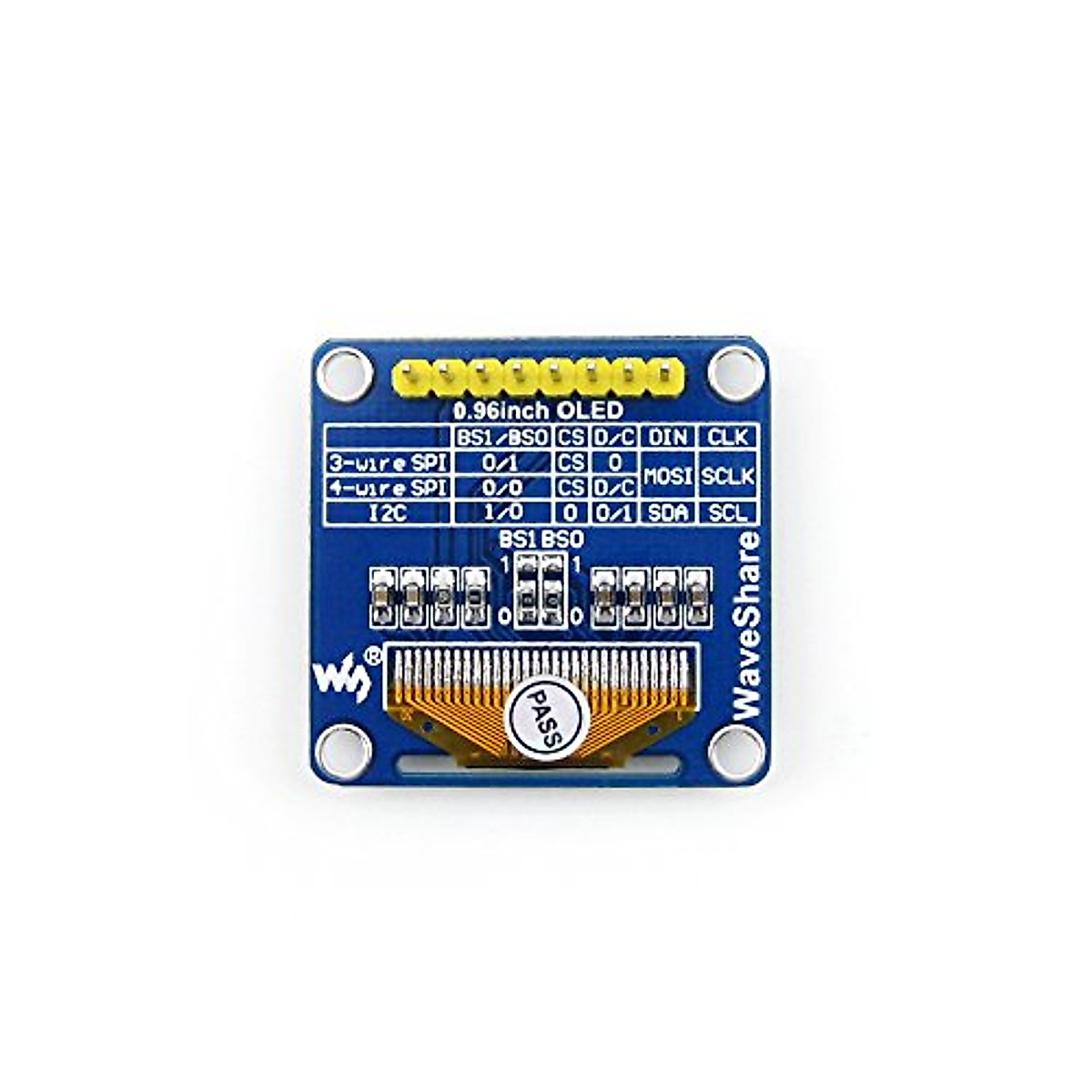waveshare 0.96inch OLED (B) SPI/I2C Interfaces Straight/Vertical Pinheader for Hardware Platforms Such as Raspberry Pi/Jetson Nano/STM32