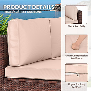 UDPATIO Outdoor Replacement Cushions for Patio Furniture, Water-Resistant Patio Cushions for 6-Seat Sectional Patio Conversation Sets, 14-Piece Outdoor Couch Cushions Patio Sofa Cushions (Beige)