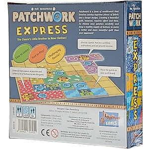 Patchwork Express Board Game - Fast-Paced Two-Player Quilting Strategy Game! Interactive Puzzle Game for Kids & Adults, Ages 6+, 2 Players, 20 Minute Playtime, Made by Lookout Games
