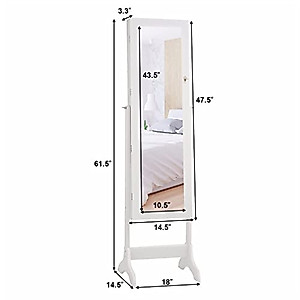 IRDFWH Lockable Jewelry Wardrobe Storage Organizer Box With Drawers White Home Furniture