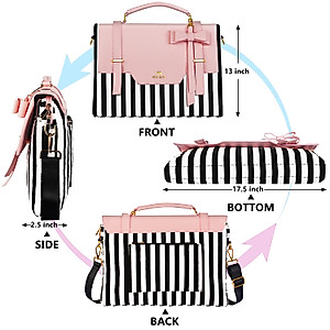 MATEIN Laptop Bag for Women, 17 inch Cute Computer Briefcase Laptop Carrying Case, Lightweight Messenger Sleeves Shoulder Work Tote Bag with Bow & RFID Pocket Gifts for College Office Business, Pink