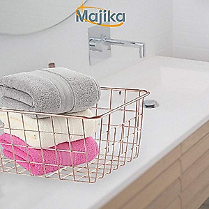 4 Decorative Rose Gold Baskets 2 Large Size and 2 Small Size Perfect Storage for Home and Office Brought to You by Majika Premier