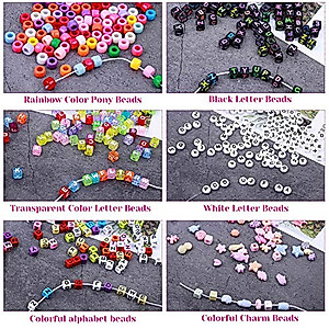 Bead Bracelet Making Kit, Shynek Bead Friendship Bracelets Kit with Pony Beads Letter Beads Charm Beads and Elastic String for Bracelet and Jewelry Making
