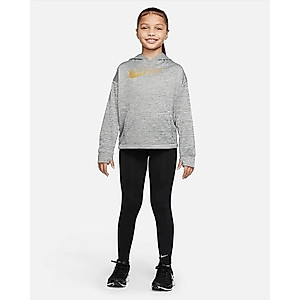 Nike Therma-FIT Big Kids' (Girls') Pullover Hoodie Black Heather (as1, alpha, s, regular, Standard, Black Heather, Small)