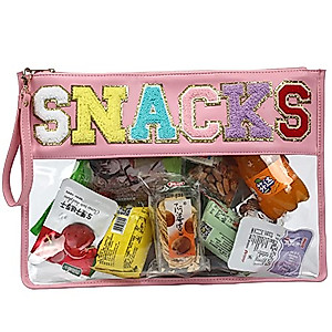 Leziazany Monogram Clear Makeup letter Bag Multi-purpose transparent Travel Stadium letter bags Snack Pouch Clear beach bags for Cosmetics And Toiletries Organization clear travel pouch for women…………
