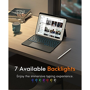 CHESONA for iPad Pro 11 Inch Case with Keyboard (M4) 2024, Magnetic Detachable Keyboard with 7-Color Backlit, 2 Bluetooth Channels, Touchpad & Pencil Holder, Precise Cutouts Case for iPad Pro 11 inch