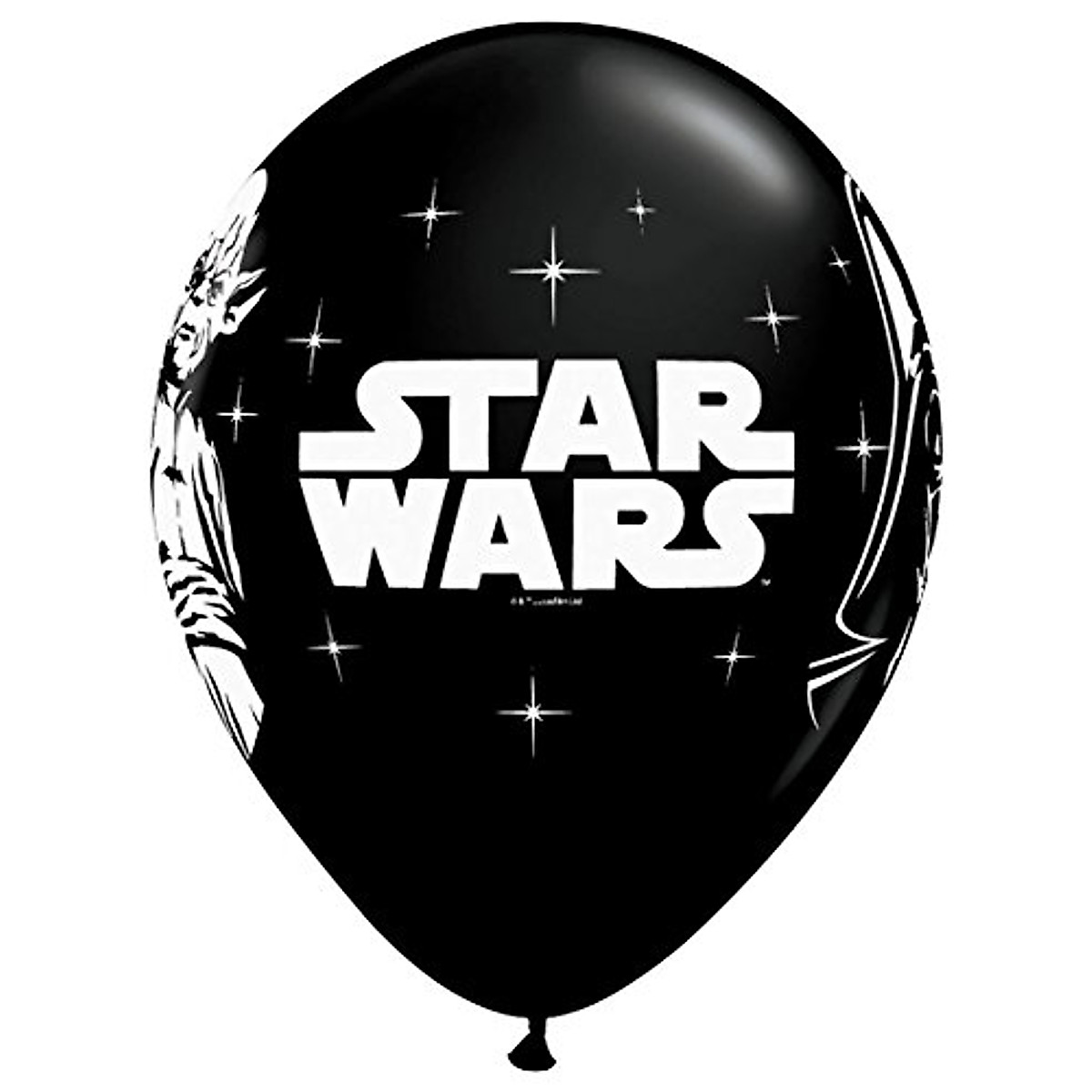 Qualatex Star Wars Biodegradable Latex Balloons Onyx Black with White Prints All-Around of Darth Vader and Yoda, 11-Inch Round (12-Units)