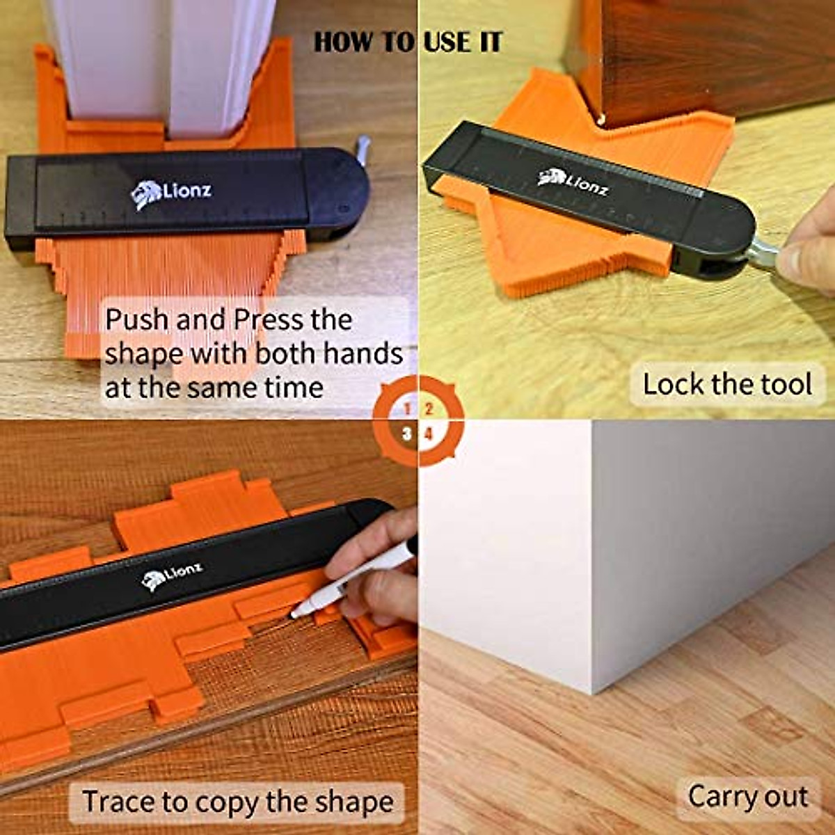 Lionz Super Gauge Shape and Outline Tool - 2 Wide Contour Gauge 10" And 5" For Copying Angles and Odd Shapes. Gifts for Men, Handyman, DIY, Woodwork, and Construction.