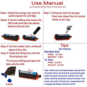 HEMAINK 5x100ml Bottles Ink and Ink Refill Tools Compatible for Canon PGI-280 CLI-281 PGI-280XXL CLI-281XXL for Pixma TS6220 TR8520 TS9520 TS6120 TR7520 TS9521C TS6320 TS702 Printer