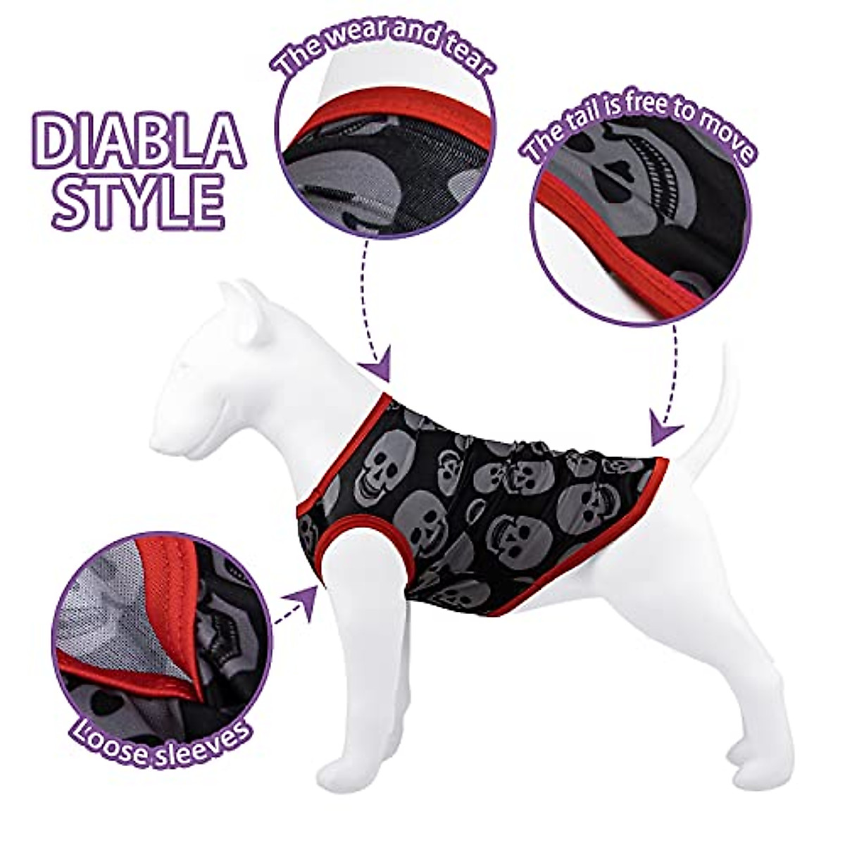 Hozz 2 Pack Dog Cute T Shirts for Small Dogs Durable Polyester Summer Clothes no Shrink Fashion Skull S