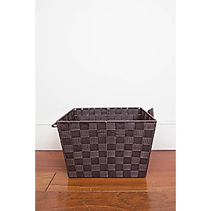 Home Basics Non-Woven Strap Handle Bin (Brown, Medium)