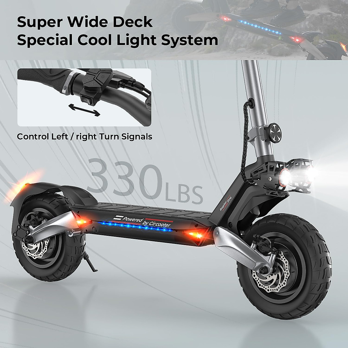 Circooter Raptor Pro Electric Scooter Adult with Smart APP, 1600W Motor, 31 Miles Range, 28 Mph Top Speed Off Road Electric Scooter with Dual Charging Ports, Storage Bag - Raptor Pro