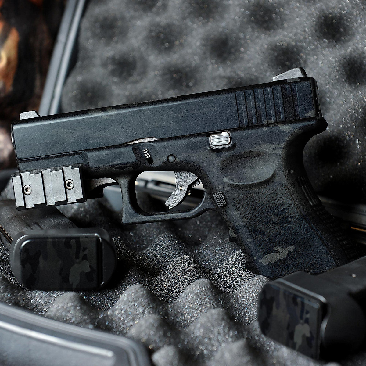 GunSkins Precut Pistol Skin for Glock 43 - Compatible with Airsoft AEG BB Gun - Vinyl Gun Wrap - Easy to Install - 100% Waterproof - Matte Finish - Made in USA - GS Military OCP Black