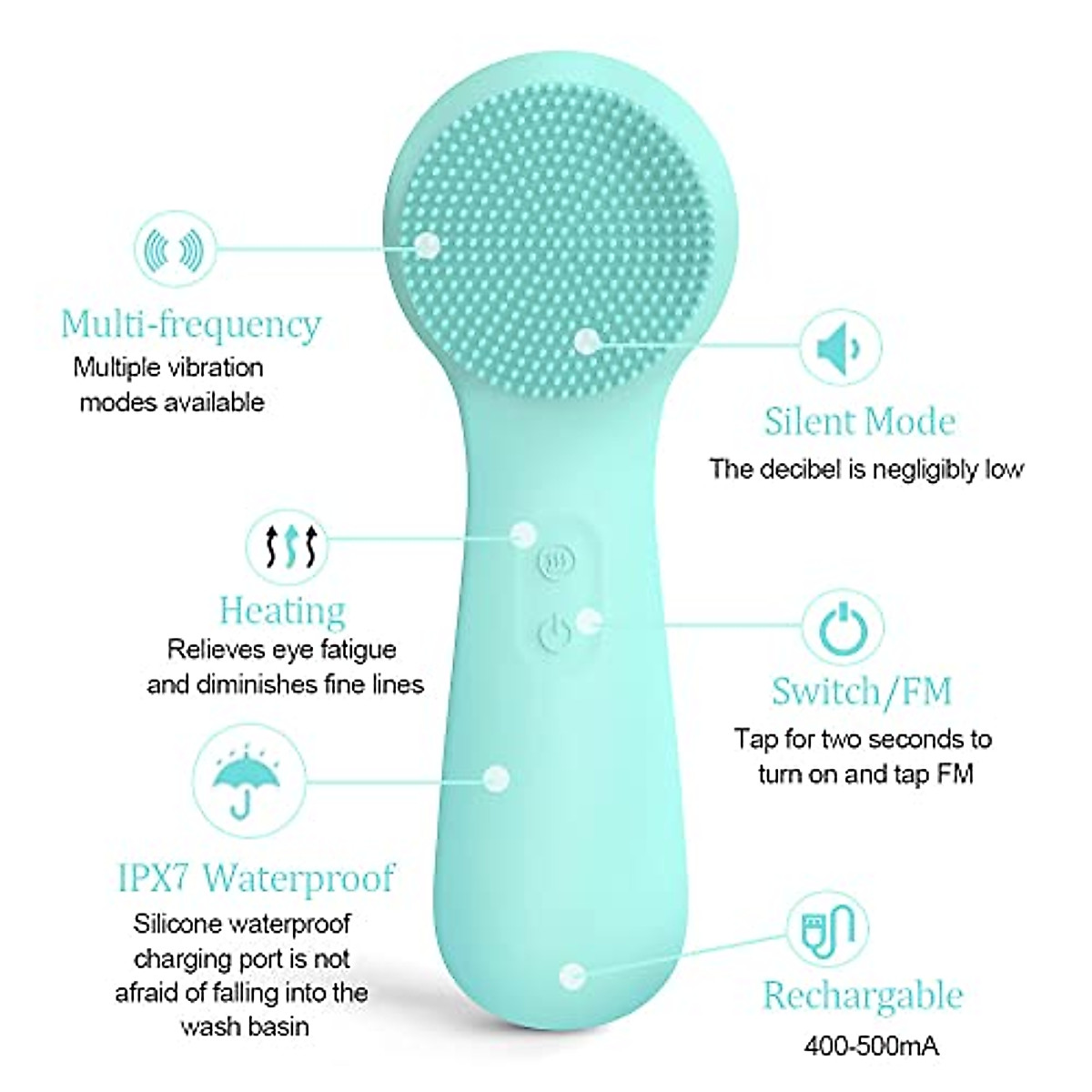 Silicone Facial Cleansing Brush,Electric Face Cleansing Brush Waterproof Heated Sonic Inchargeable Facial Brushes with 4 Modes for Deep Cleaning and Exfoliating Removing Blackhead Mothers Day Gifts