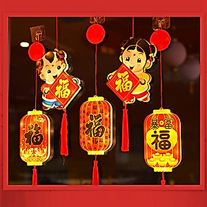 DUTUI Lanterna Led 11 PCS, Lanterna Decorativa De Estilo Chinês, Ventosa De Ano Novo Chinês, Lanterna Decorativa De Atmosfera Festiva