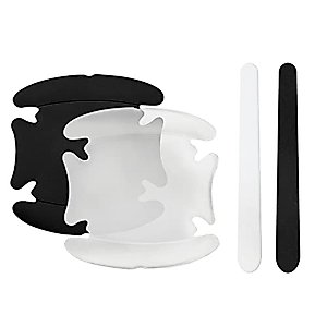 Klyuqoz Car Door Handle Protector, Car Door Handle Scratch Protector Pack of 16, Universal Car Clear Door Bowl Paint Protection Film Waterproof Anti-Scratch Stickers (Clear, Black)