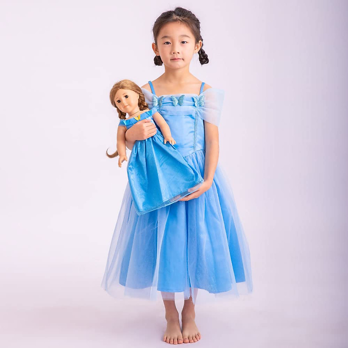 Mikyra Girls and Doll Matching Cinderella Princess-Dress - Cinderella Princess Girl Dress with Matching 18 Inch Doll Dress (Cinderella, 9-10 Years)