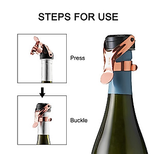 OWO Champagne Stoppers Stainless Steel Champagne Saver with Silicone Leak Proof Wine Stoppers for Red Wine Champagne Cava and Sparking