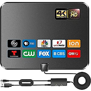 2023 Updated TV Antenna Up to 320 Miles, Digital TV Antenna Indoor with Amplifier and Signal Booster, HD Antenna for TV Indoor Outdoor for Smart TV and Old TVs - 18ft Coax Cable - Support 4K 1080p